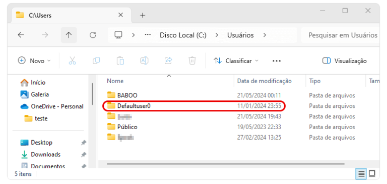 Qual é a função do usuário defaultuser0 no Windows? | BABOO